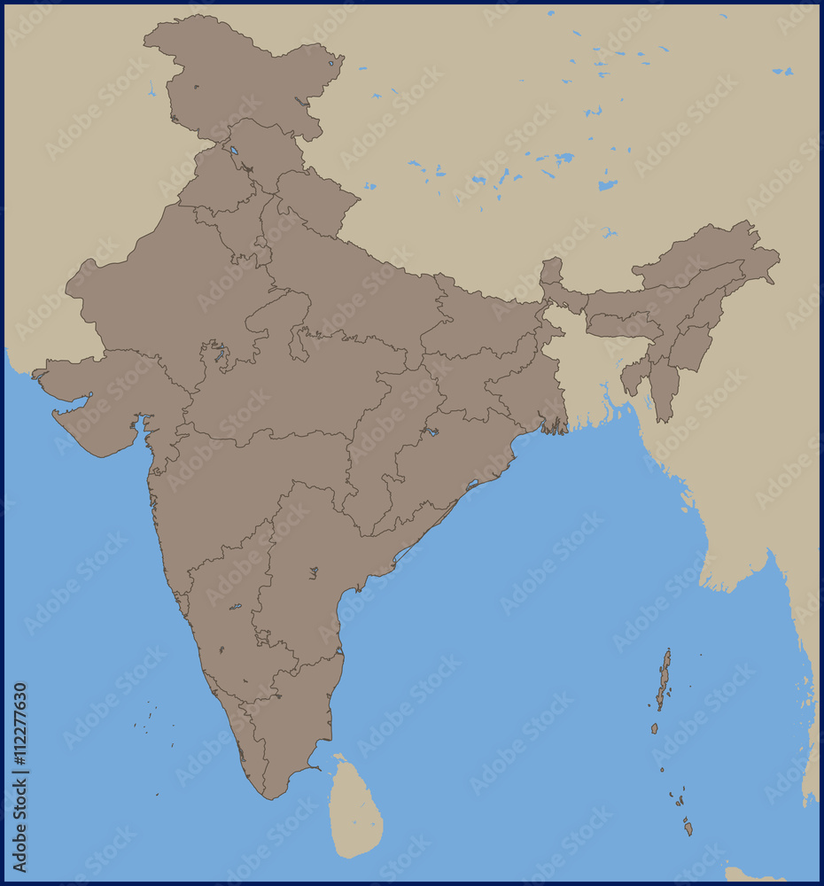 Empty Political Map of India Stock Vector | Adobe Stock