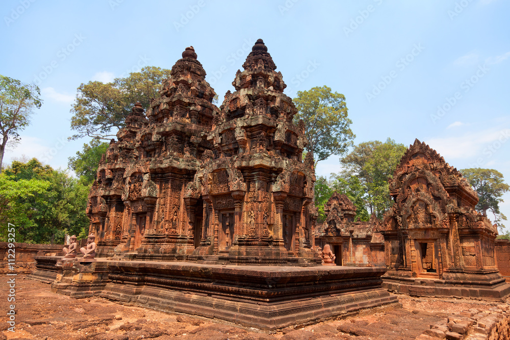 Banteay Srei - 10th century Cambodian temple dedicated to the Hindu god ...