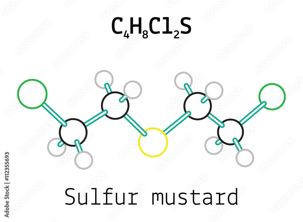 C4H8Cl2S Sulfur mustard molecule Stock Vector | Adobe Stock