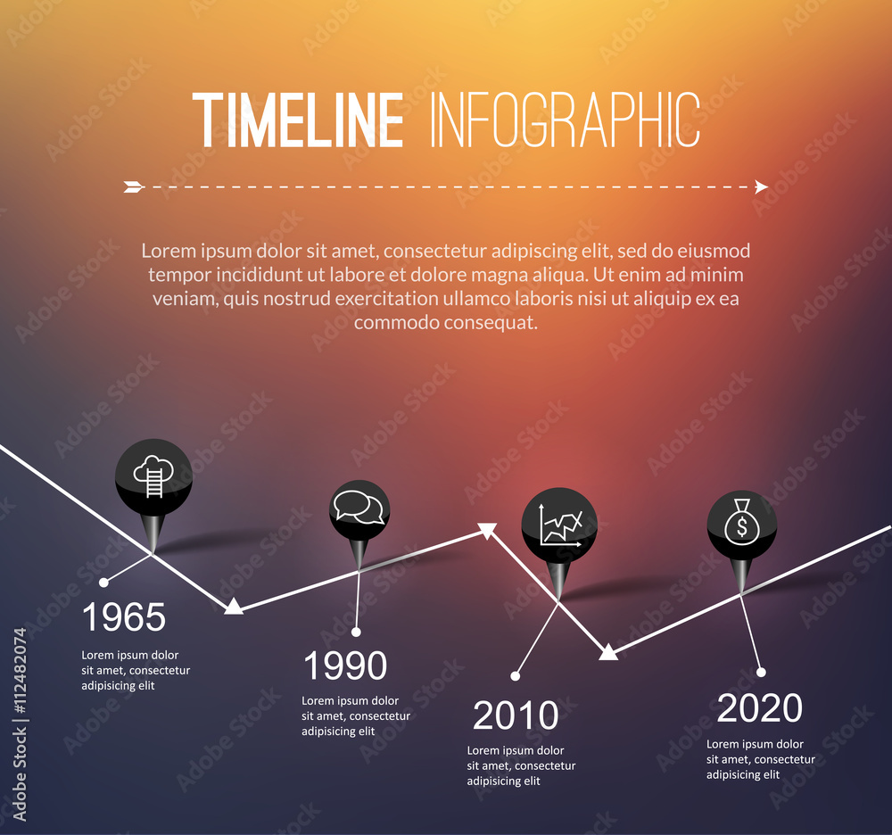 Infographic timeline design, concept - template with points. Idea to ...