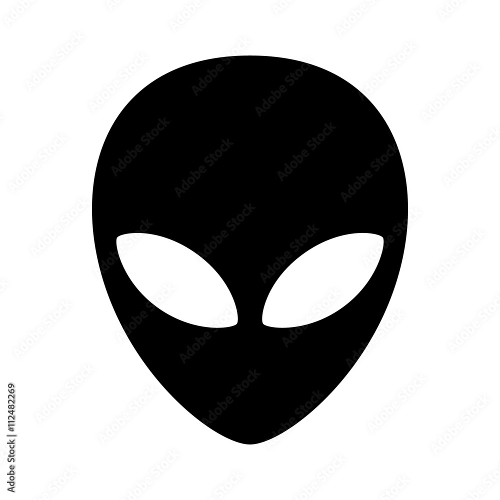 Extraterrestrial alien face or head symbol flat icon for apps and ...