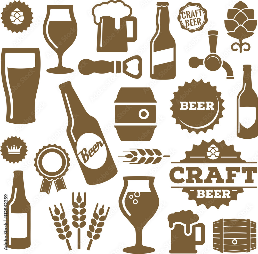 Vector-Icon Set Beer Icons Stock Vector | Adobe Stock