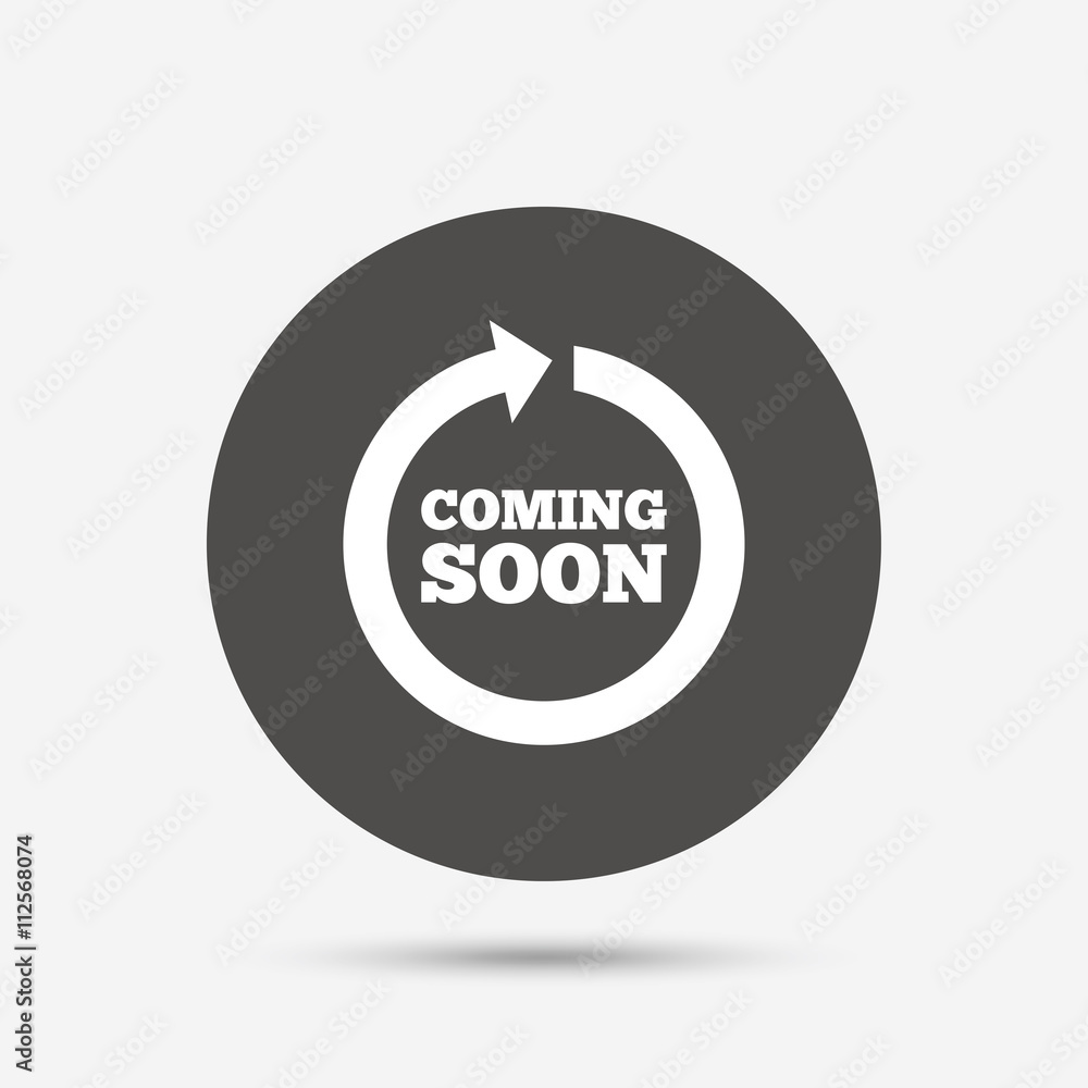 Coming soon icon. Promotion announcement symbol. Stock Vector | Adobe Stock