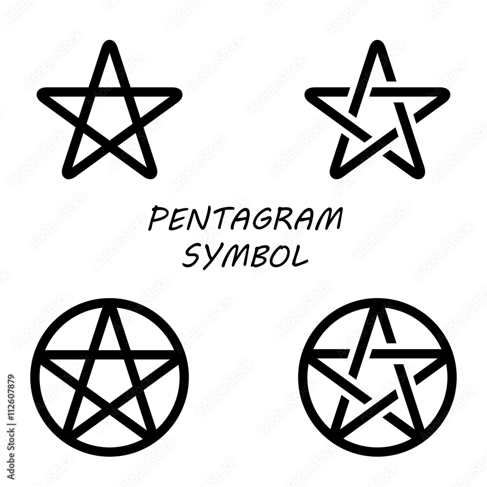 Vector black pentagram icon set Stock Vector | Adobe Stock