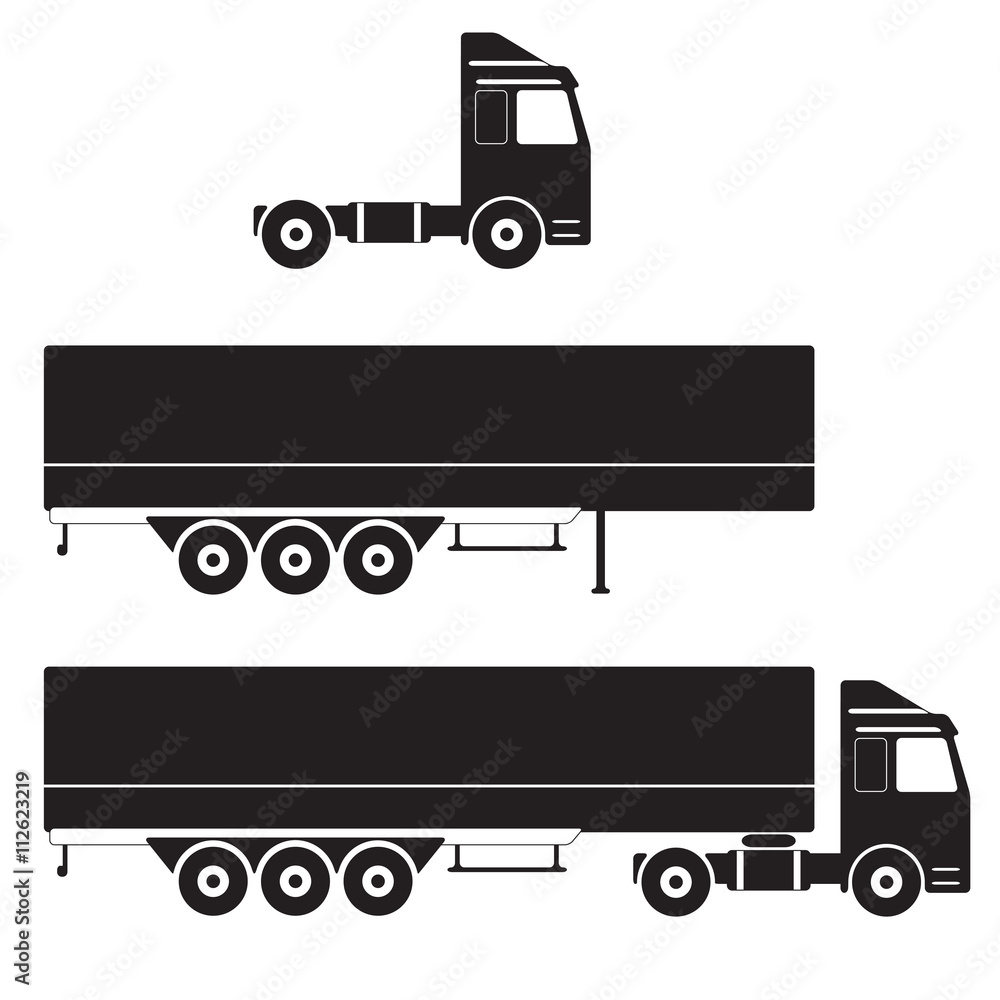 เวกเตอร์ Stock Truck with cargo container. Trailer icon. Vector ...