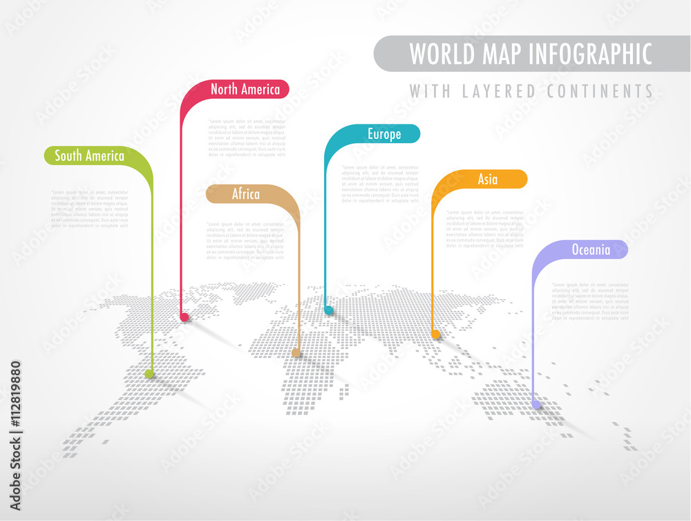 Infographic World Map Stock Vector | Adobe Stock