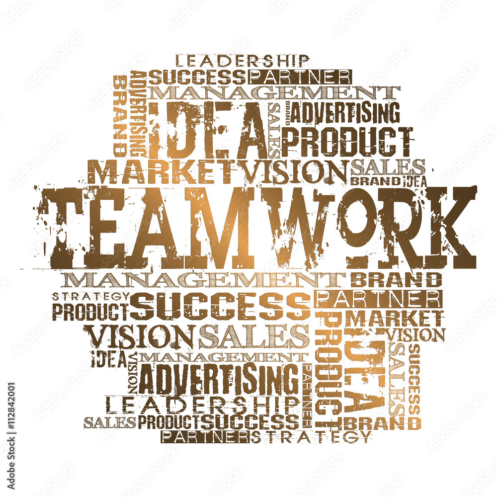 Teamwork Word Cloud Concept. Gold Style White Background Stock ...