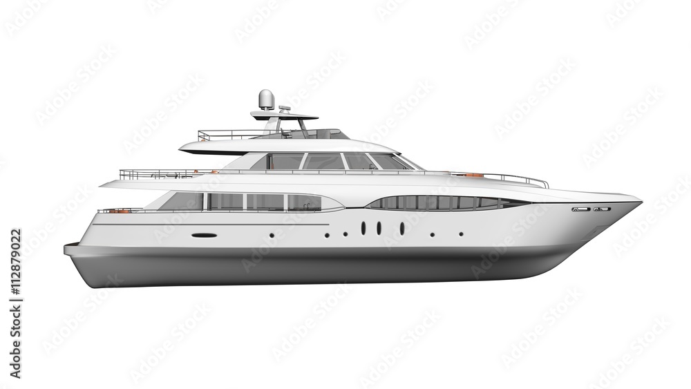 Ship, luxury boat, yacht, vessel isolated on white background, side ...