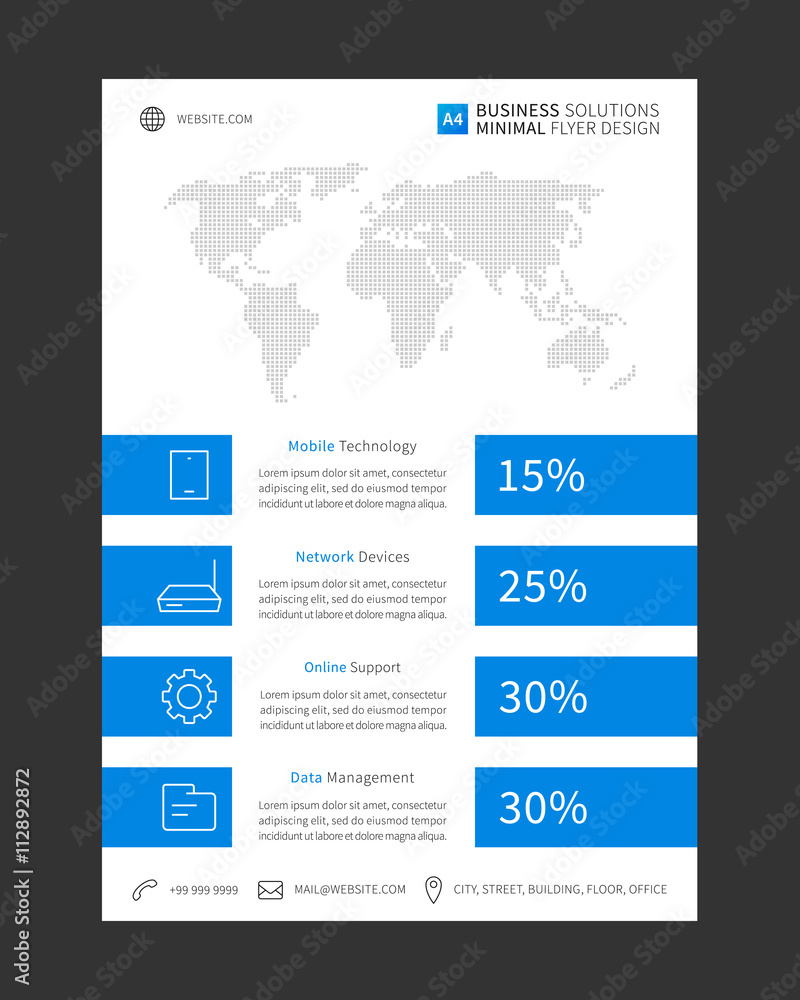 Multipurpose universal flyer (leaflet) layout vector design. A4 size ...