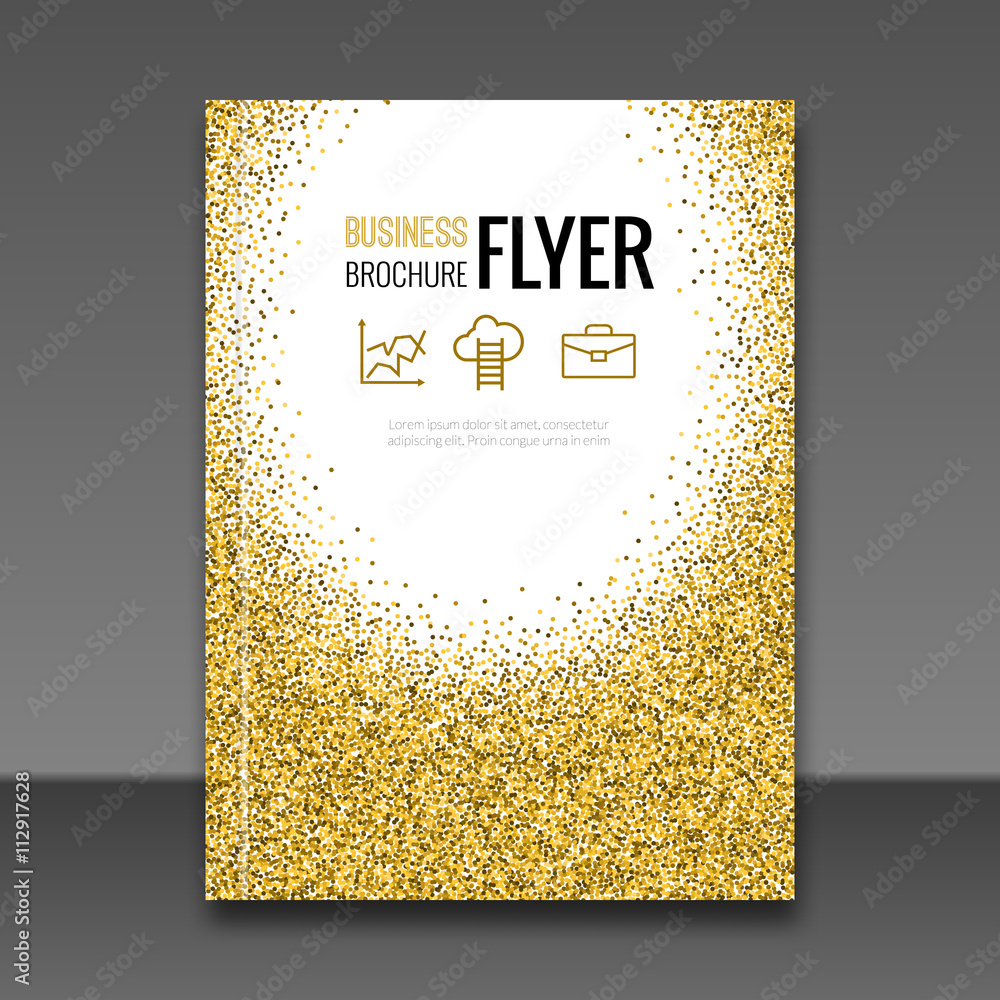 Gold Flyer design template, Greeting Card Design. Golden Dust. Vector ...