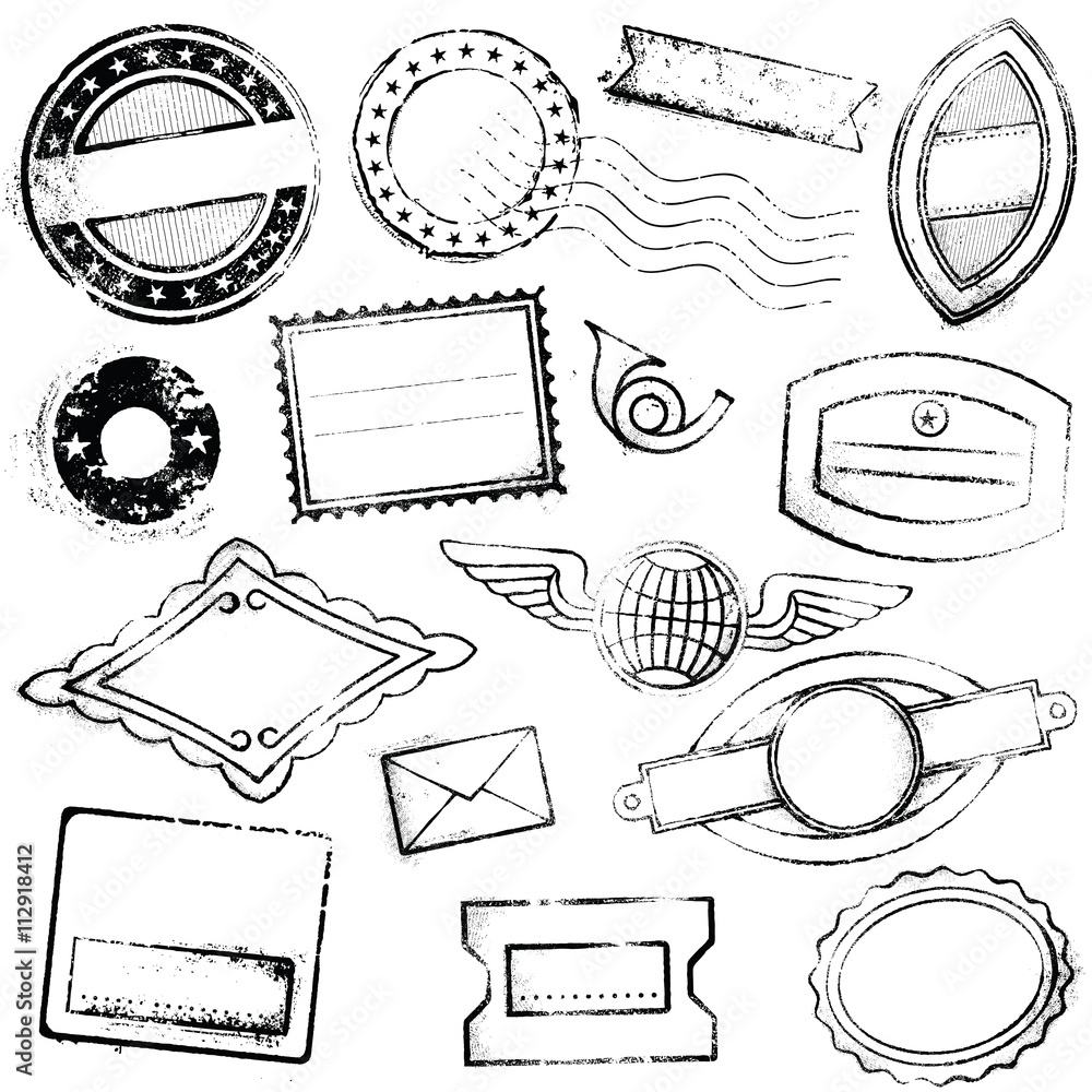 High Detail Generic postal Stamps Stock Vector | Adobe Stock