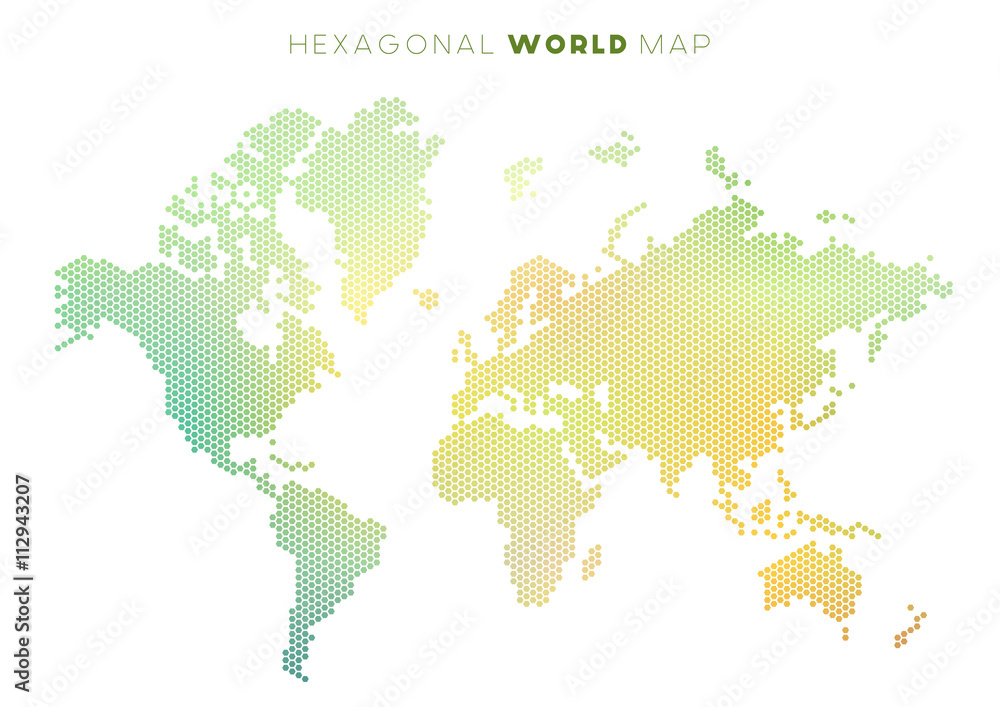 Vector hexagonal world map Stock Vector | Adobe Stock