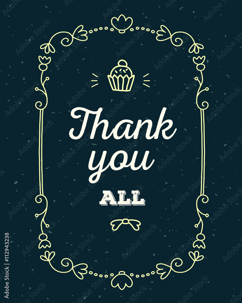 Vector illustration of lace frame with inscription thank you all Stock ...