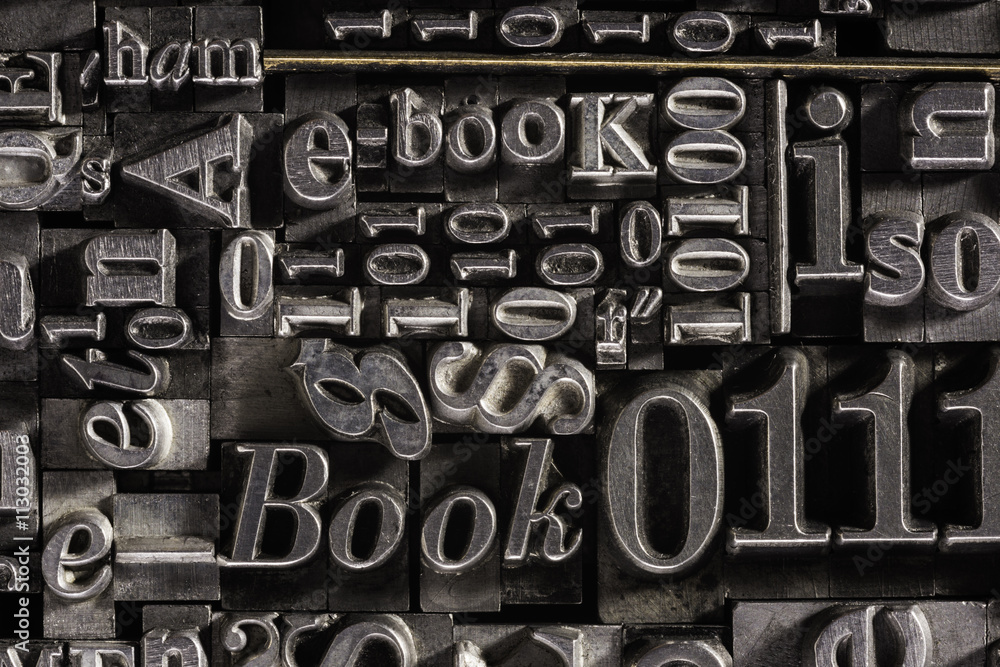 Metal Letterpress Types. A background from many historic typographical ...