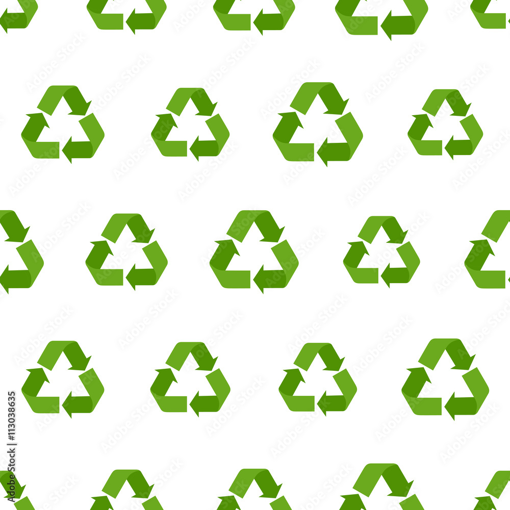 Seamless flat vector recycling sign pattern for packaging and print ...