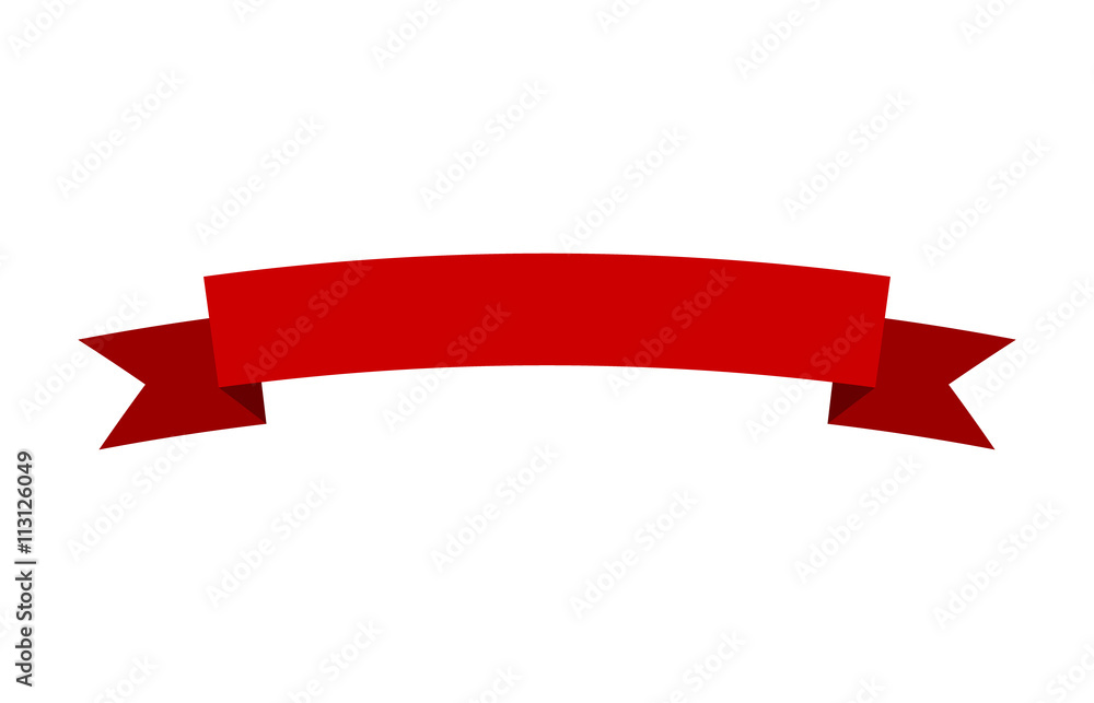 Curved red banner ribbon flat vector design for print and websites ...