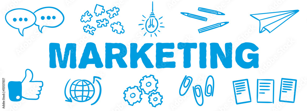 Stick Figure Series Banner Blue / Marketing Stock Vector | Adobe Stock