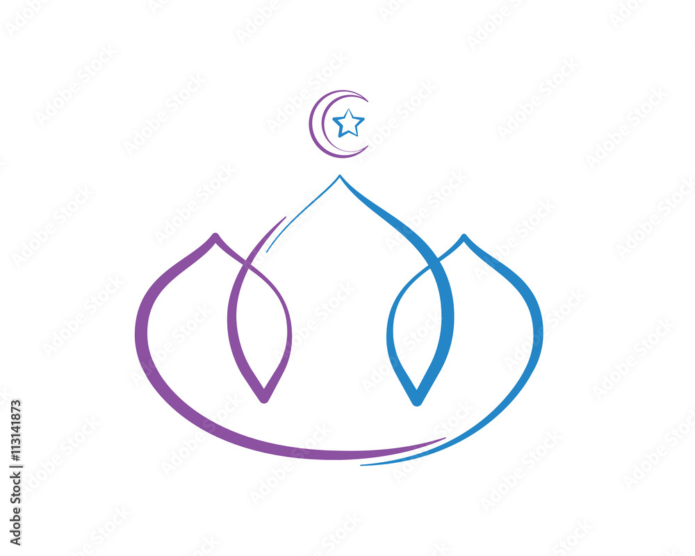 Modern Mosque Logo Symbol - Beautiful Flower Silhouette Dome Stock ...