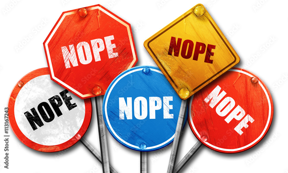 nope, 3D rendering, street signs Stock Illustration | Adobe Stock