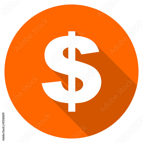 Flat design round orange dollar vector icon Vetor do Stock | Adobe Stock