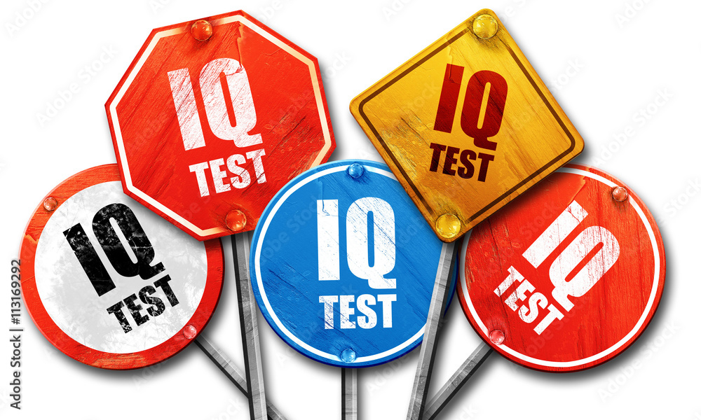 iq test, 3D rendering, street signs Stock Illustration | Adobe Stock