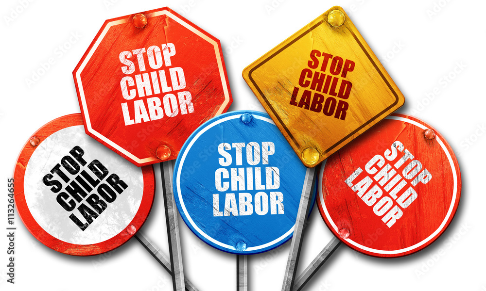 stop child labor, 3D rendering, rough street sign collection Stock ...