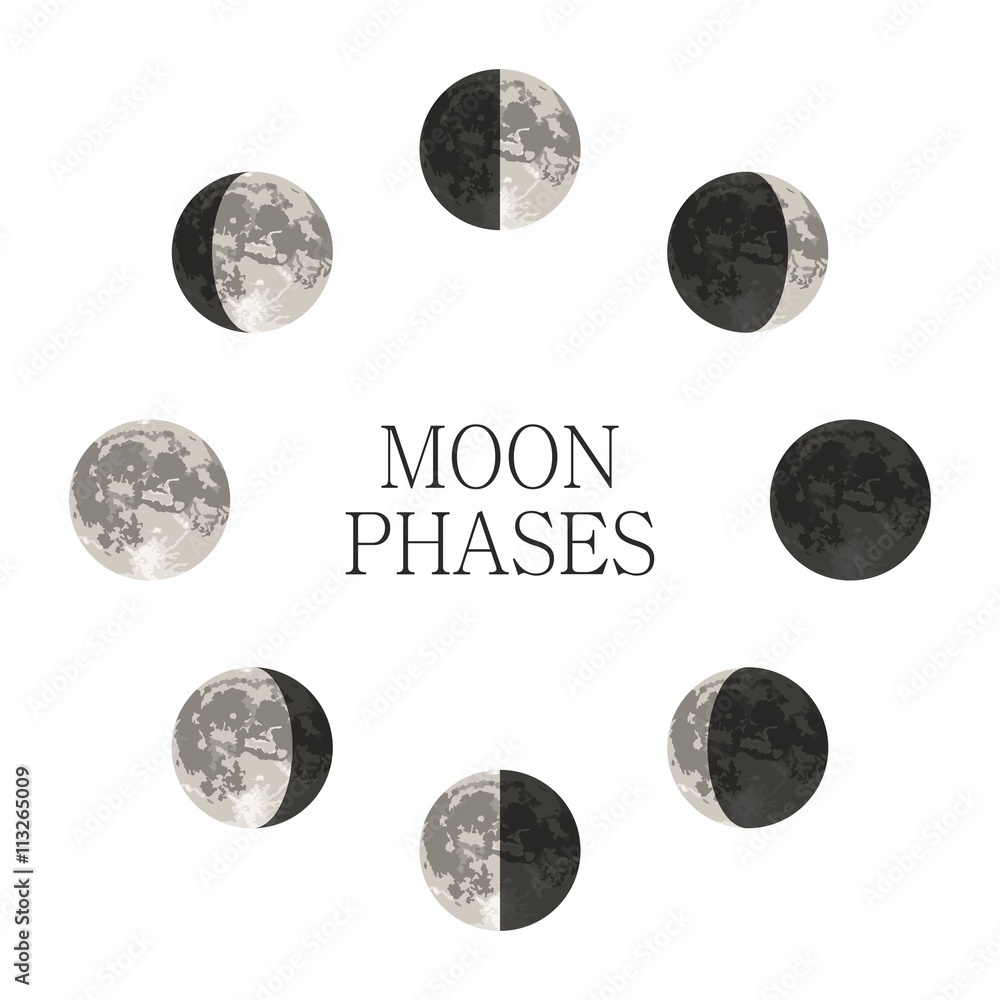 Moon phases night space astronomy and nature moon phases sphere shadow ...