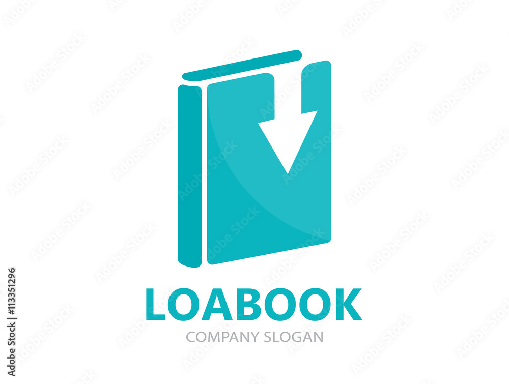Vector book and down arrow logo concept Stock Vector | Adobe Stock