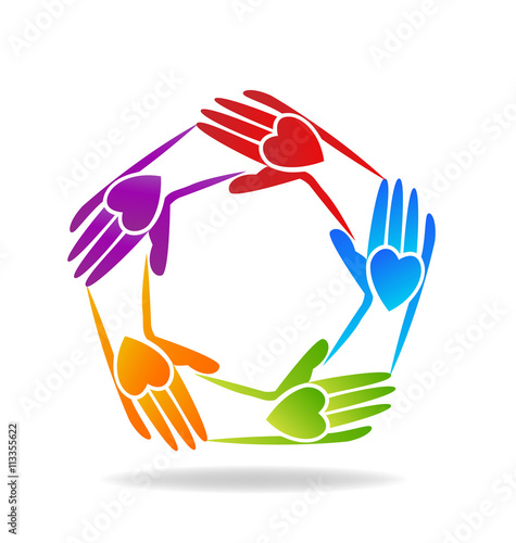 Logo teamwork hands people Stock Vector | Adobe Stock