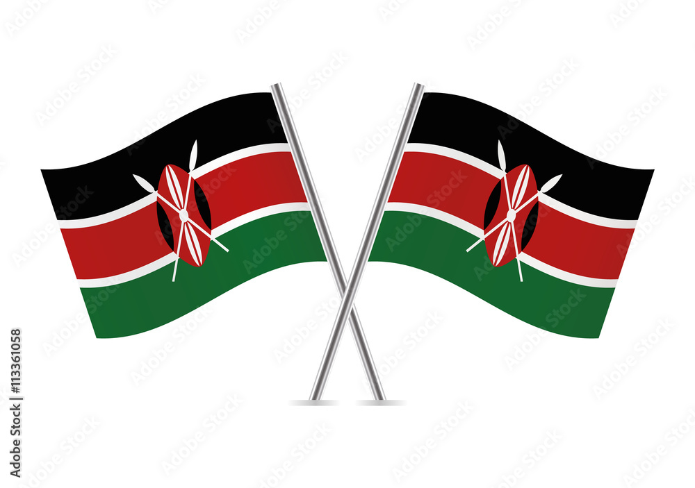 Kenyan flags. Vector illustration. Stock Vector | Adobe Stock