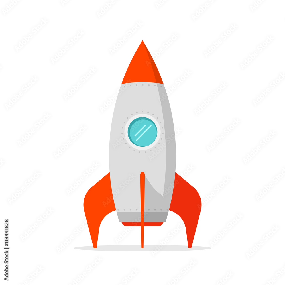 Rocket ship vector illustration isolated on white, flat cartoon rocket ...