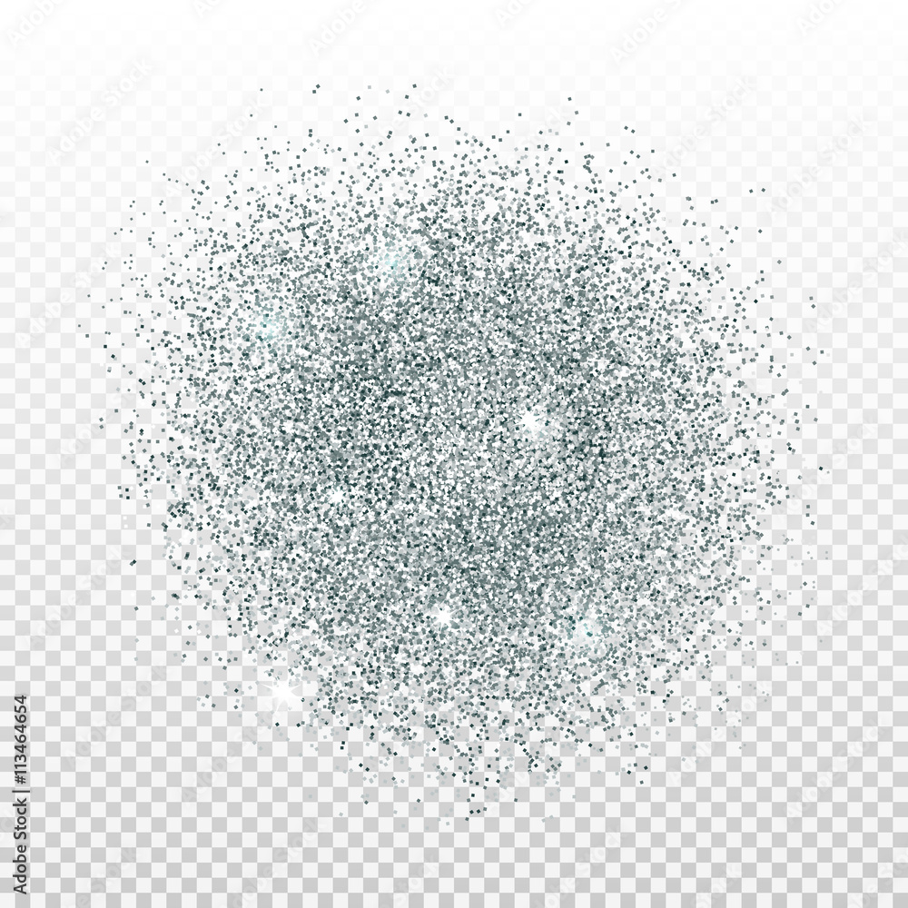 Silver dust on transparent background. Silver glitter background ...