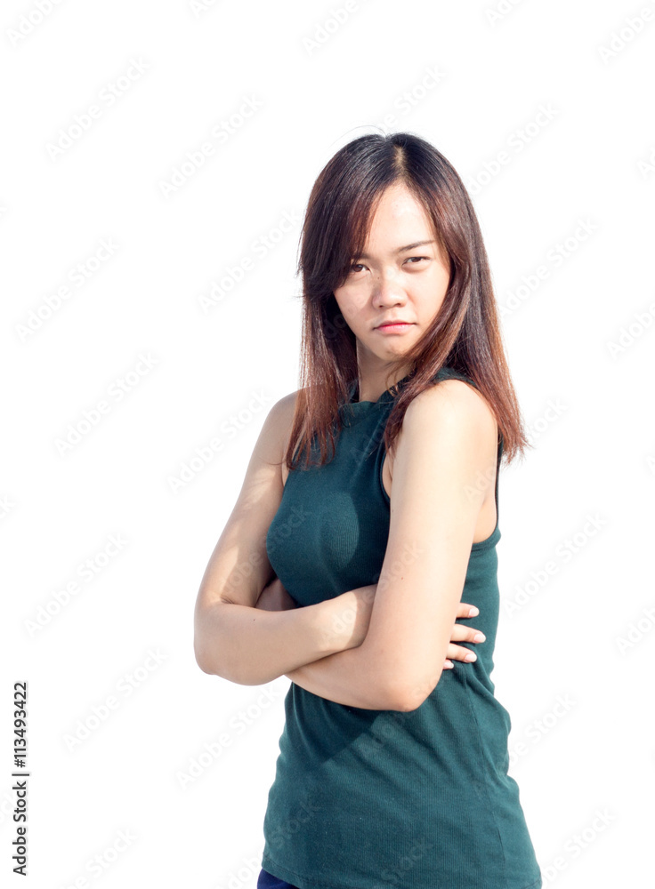 asian thai lady cross one arm Stock Photo | Adobe Stock