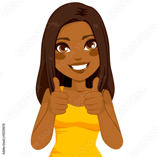 Beautiful African American woman happy smiling making thumbs up sign ... Beautiful African American woman happy smiling making thumbs up sign ...