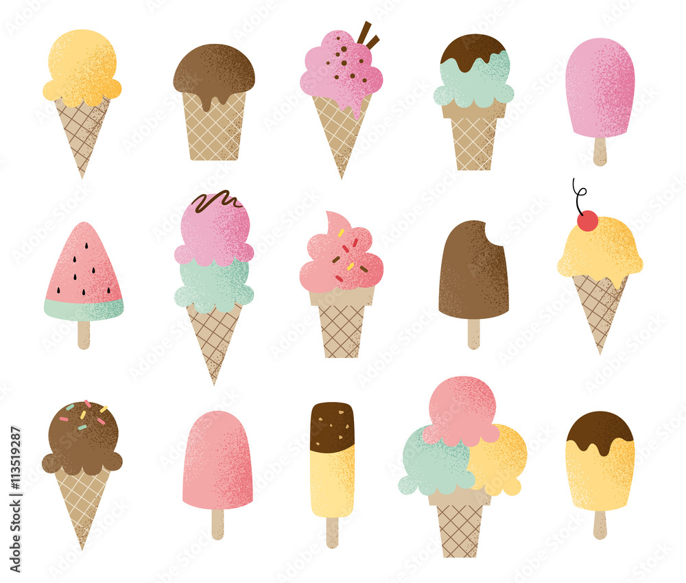 Funny vector ice cream set Stock Vector | Adobe Stock