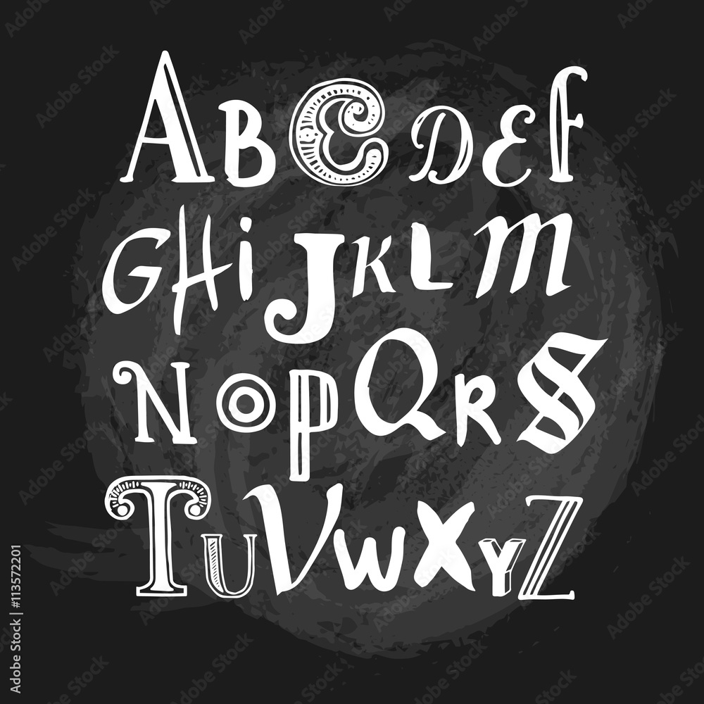 Vector illustration with hand drawn alphabet. Stock Vector | Adobe Stock