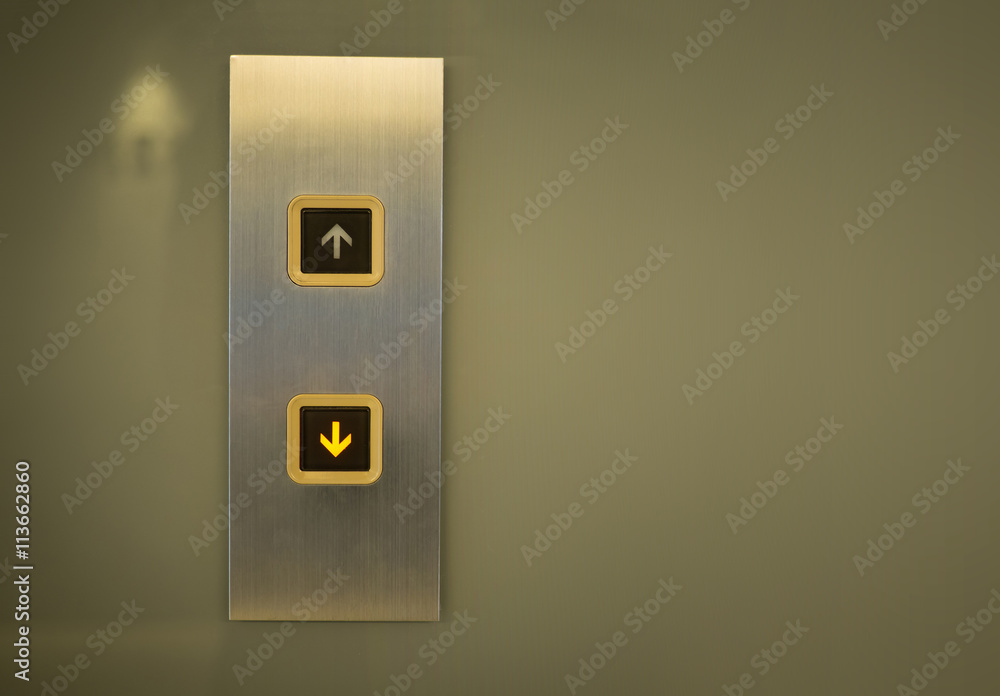 Elevator Button down direction with copy space Stock Photo | Adobe Stock