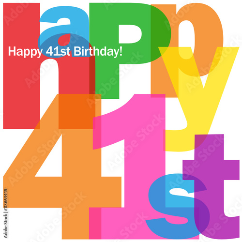 HAPPY 41st BIRTHDAY Vector Card Stock Vector | Adobe Stock
