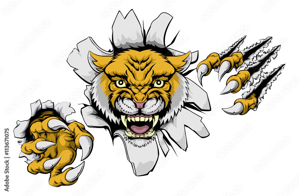 Mean Wildcat Mascot Stock Vector | Adobe Stock