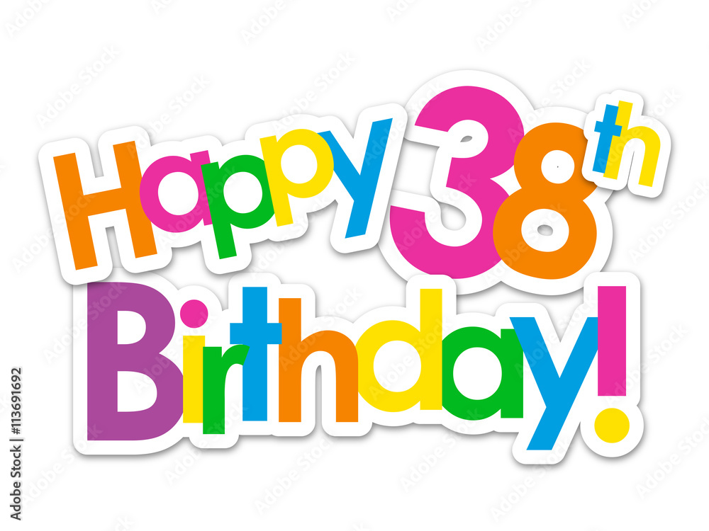 HAPPY 38th BIRTHDAY Vector Card Stock Vector | Adobe Stock