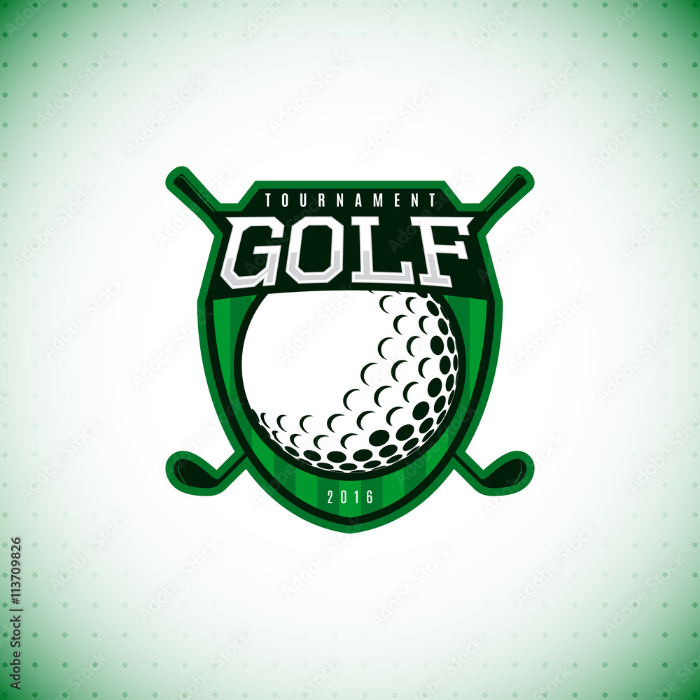 Vector logo of golf championship. Label of golf tournament isolated on ...