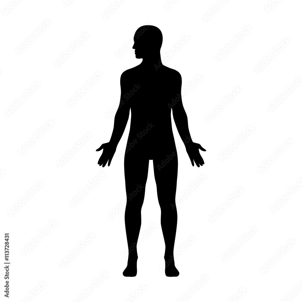 Male human body with head turned to side flat icon for apps and ...