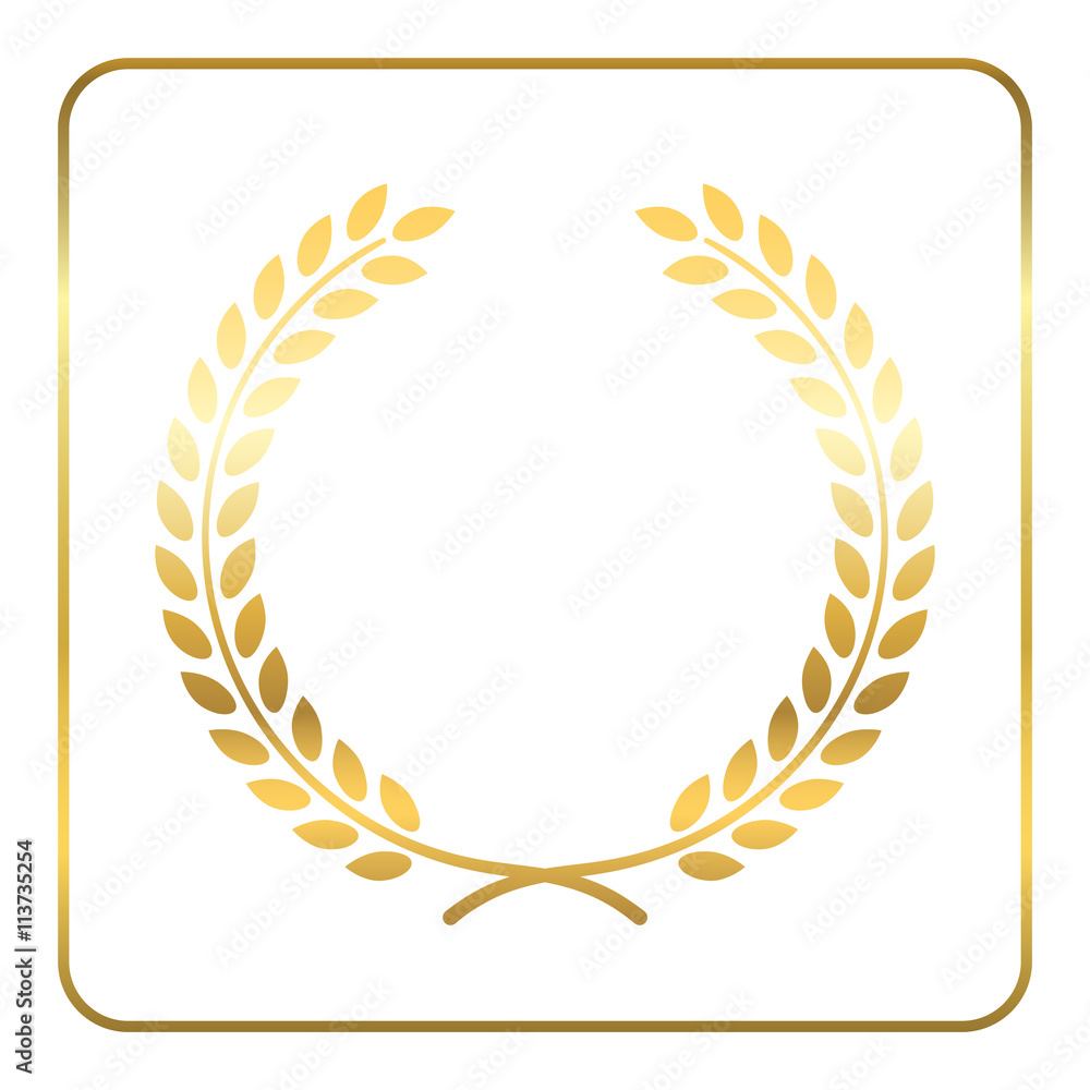 Gold laurel wreath. Symbol of victory and achievement. Design element for decoration of medal ...