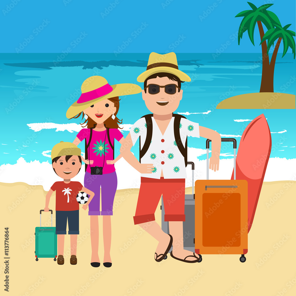 Family Beach Vacation Clip Art