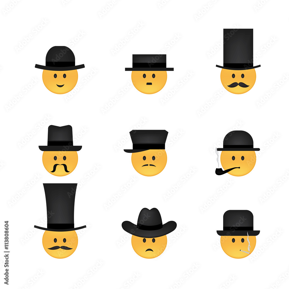 Set of emoticon vector isolated on white background. Emoji vector ...