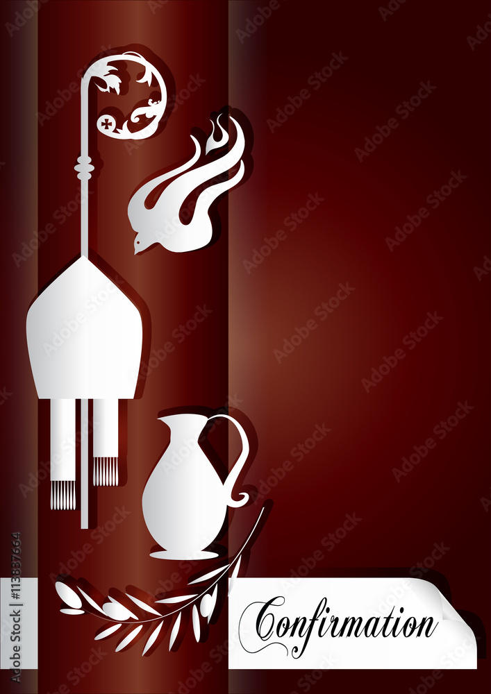 Sacrament of Confirmation, symbolic vector drawing illustration, with ...