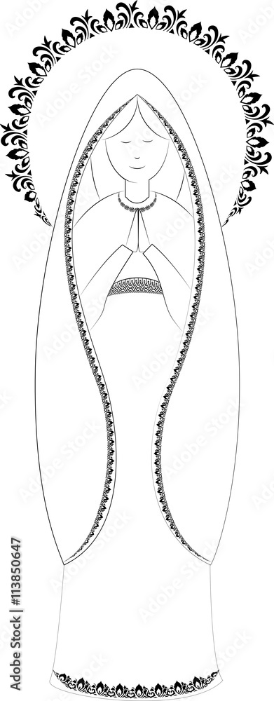 Blessed Virgin Mary drawing vector illustration Stock Vector | Adobe Stock