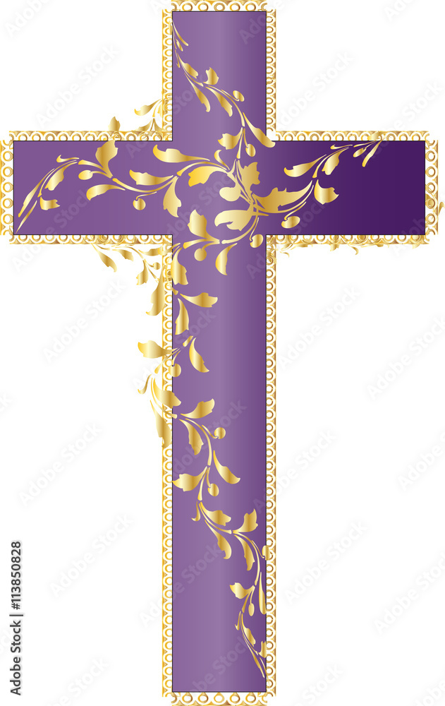 Purple And Gold Cross Clipart