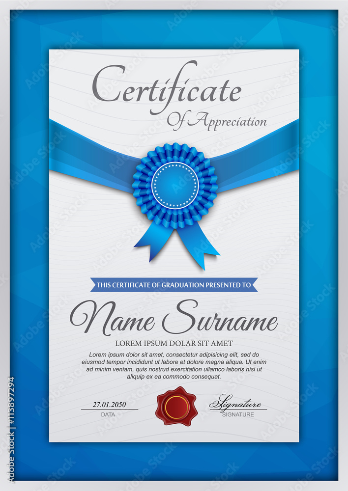 Qualification certificate blank template Stock Vector | Adobe Stock