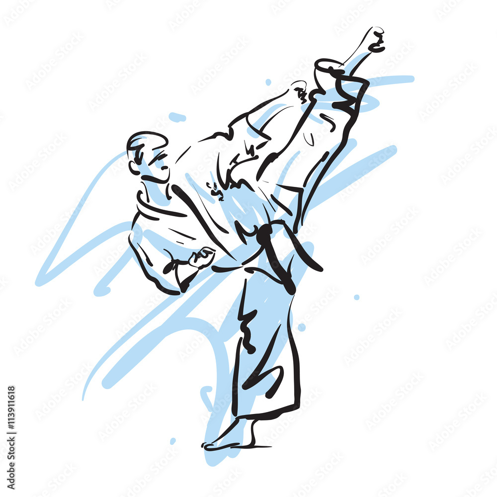 karate kick, vector illustration Stock Vector | Adobe Stock